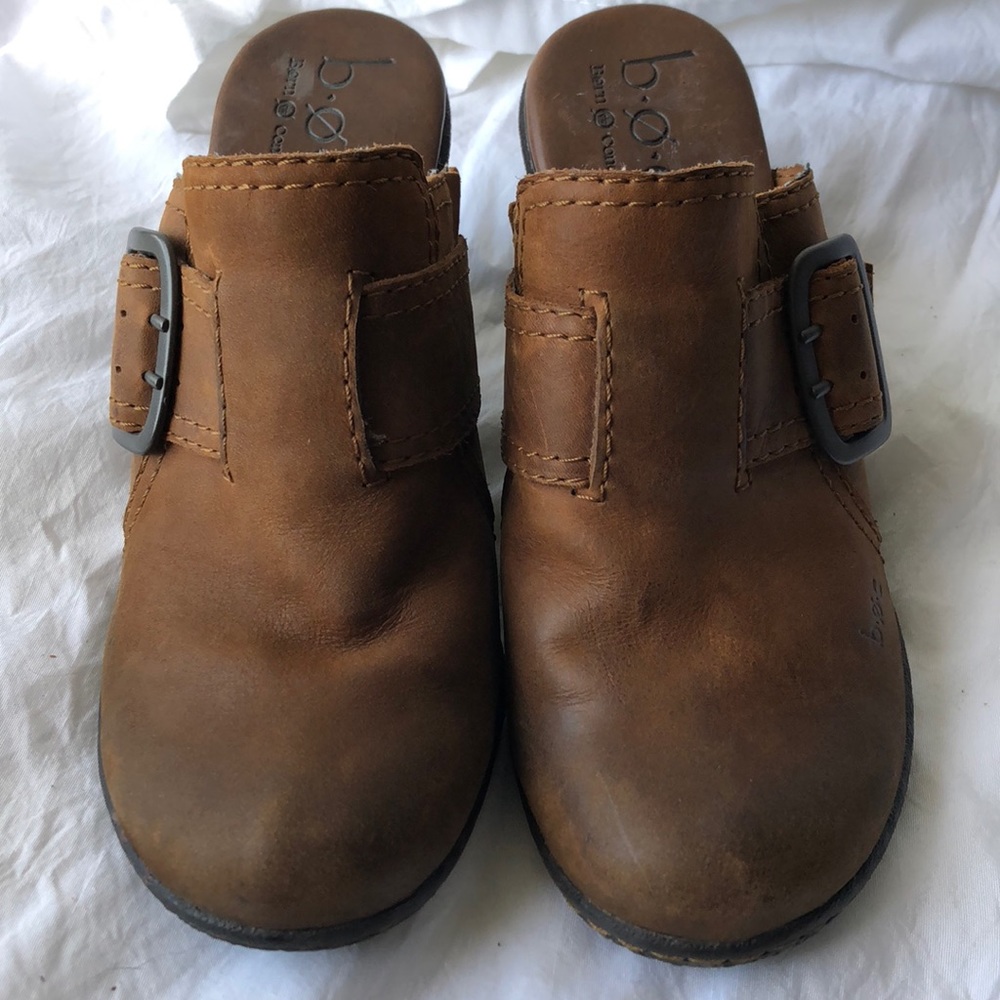 Boc Born Concept Brown Leather Mules Clogs - Gem